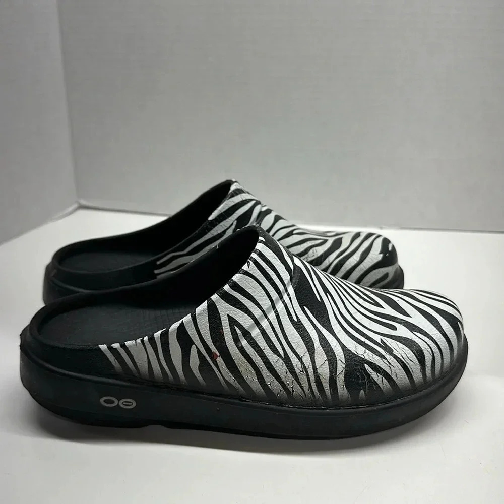 Oofos Oocloog Clogs Slip On Mules Shoes Zebra Print W… - Gem